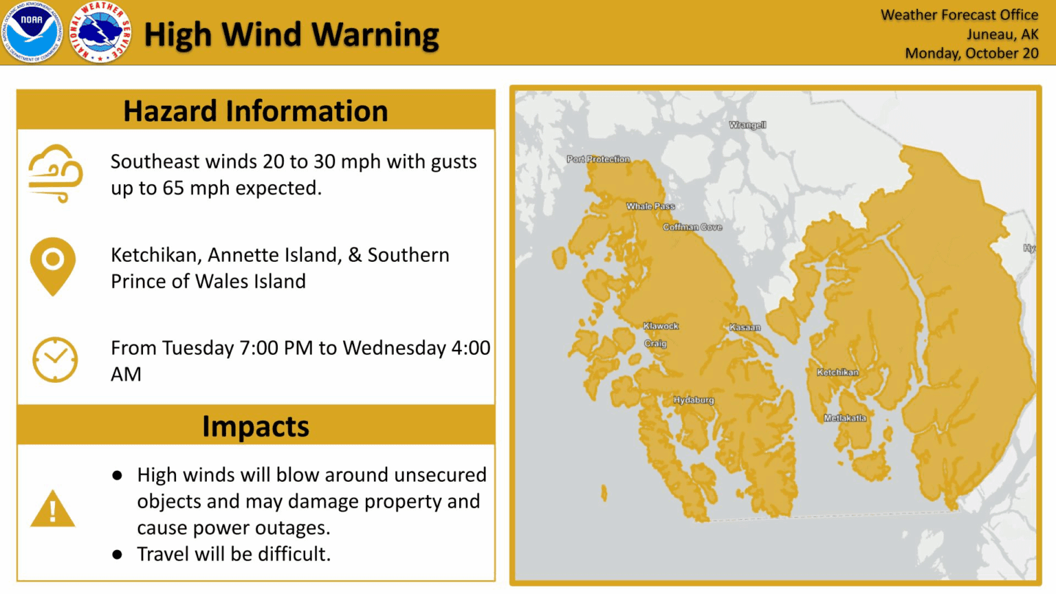 High Wind Warning in effect for Southeast Alaska - KRBD